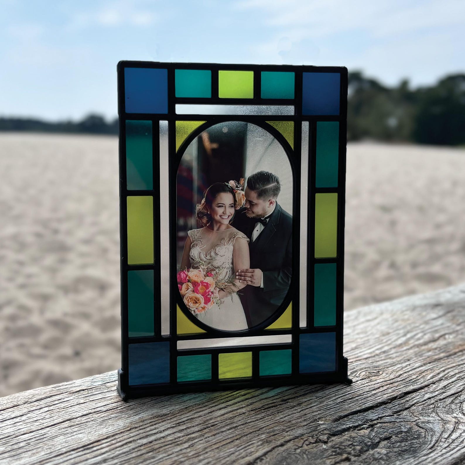 Photo Frame Custom Wedding Gift Stained Glass Photo Frame Wedding Photo ...