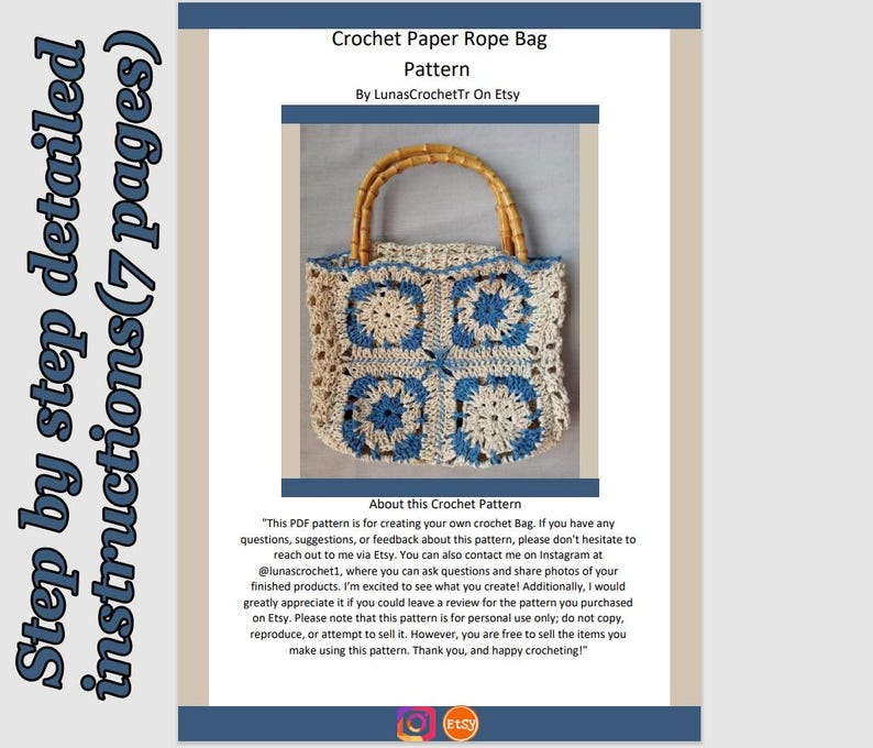 Paper Rope Bag Crochet Pattern Easy Crochet Bag Pattern Simple Crochet ...