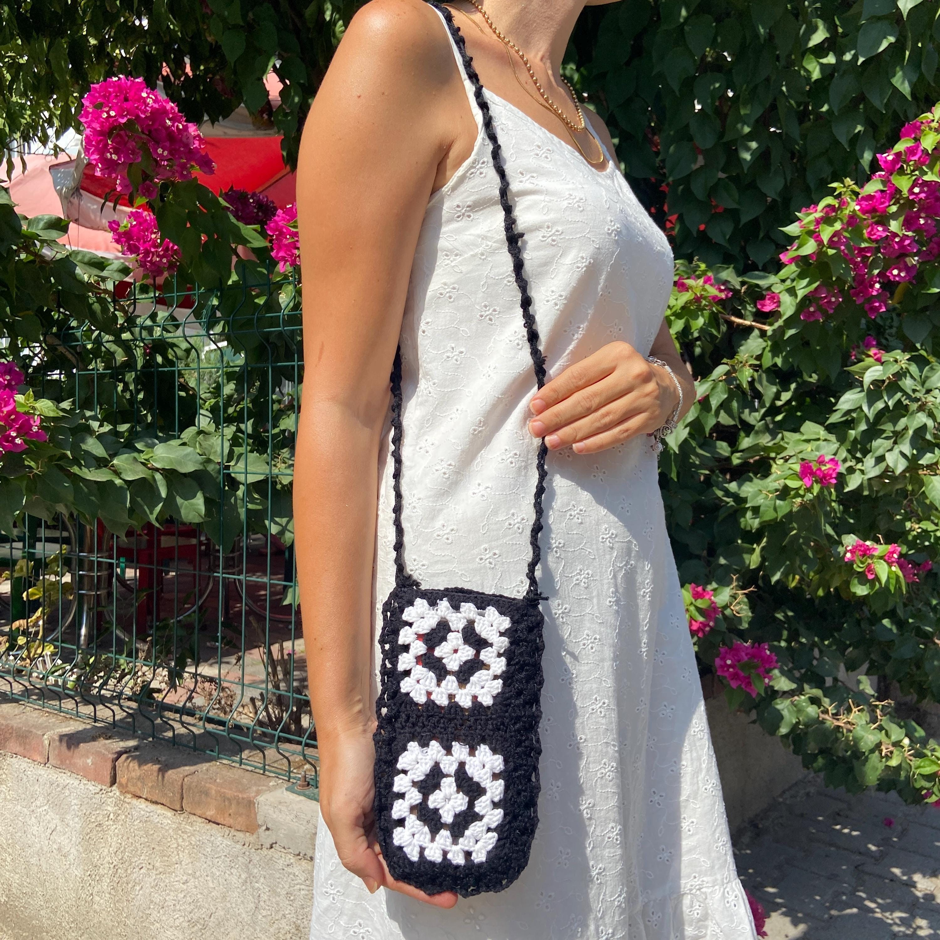 Granny Square Crochet Phone Bag Pattern, Paper Rope Crossbody (PDF ...