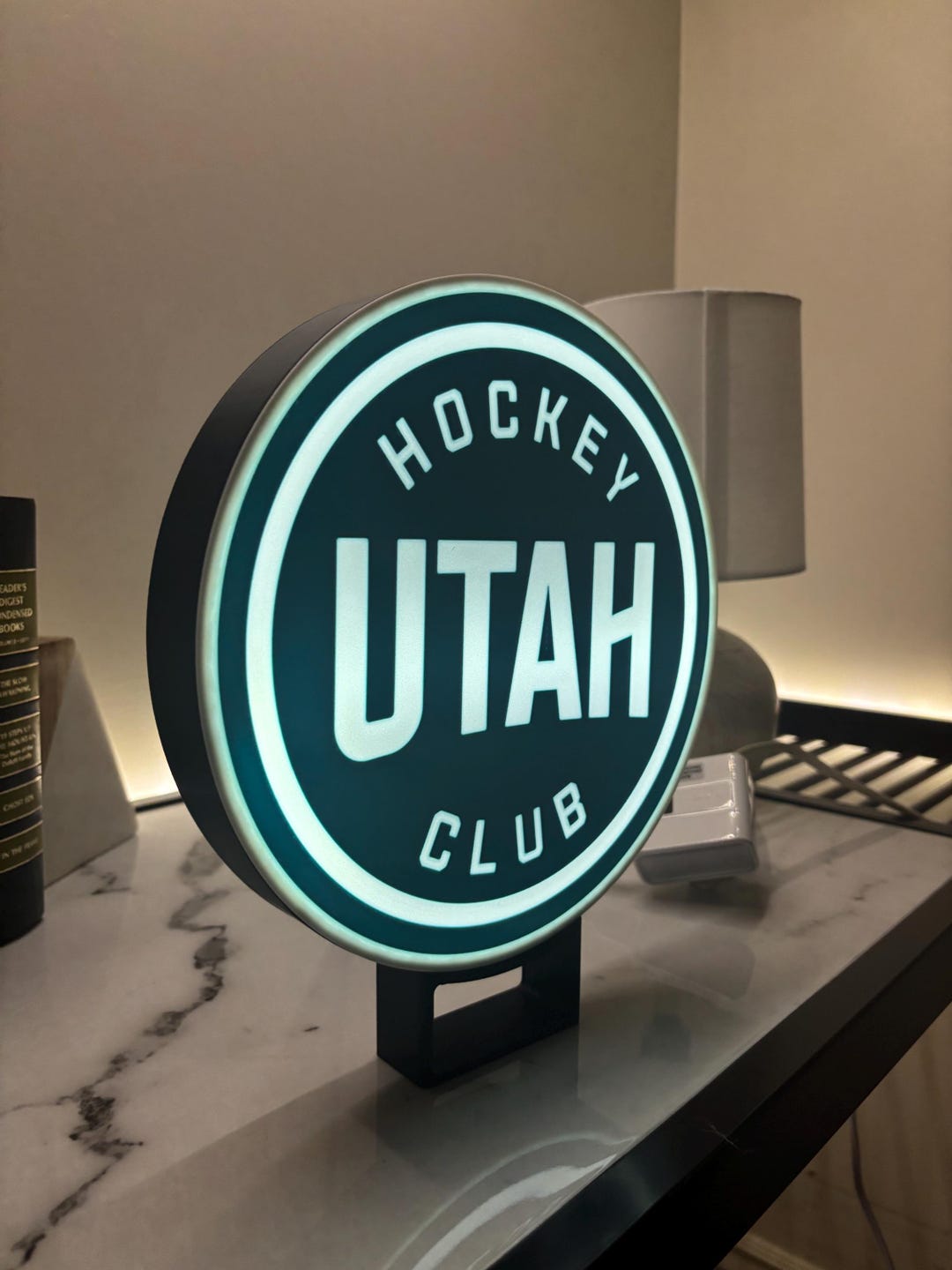 Utah Hockey Club LED Light Puck | 10” Diameter | USB Dimmable | Multi ...