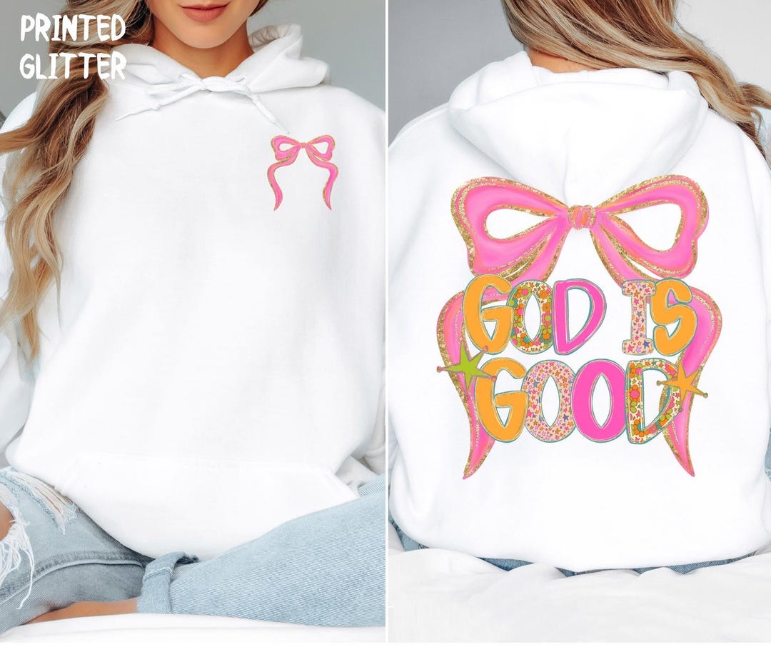 God is Good Preppy Coquette Bow Hoodie Sweatshirt, Grand Millennial ...