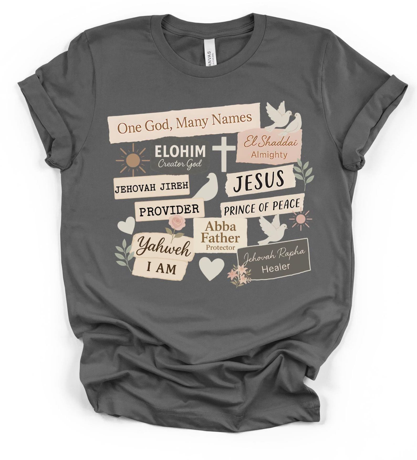 One God Many Names Christian Collage Bella + Canvas T-shirt Unisex Fit ...