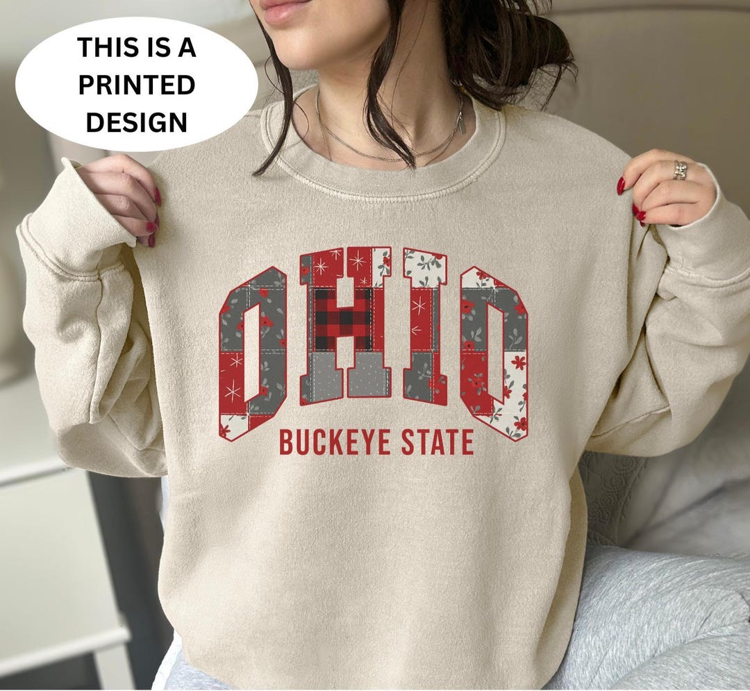 Ohio Quilt Patchwork Crewneck, Vintage Ohio Pride Graphic Crew, State ...