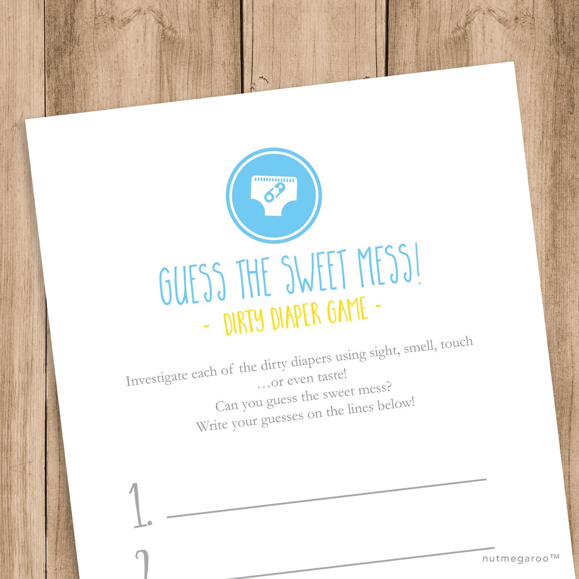 Guess the Sweet Mess, Dirty Diaper Game, Baby Shower Game, Baby Shower ...
