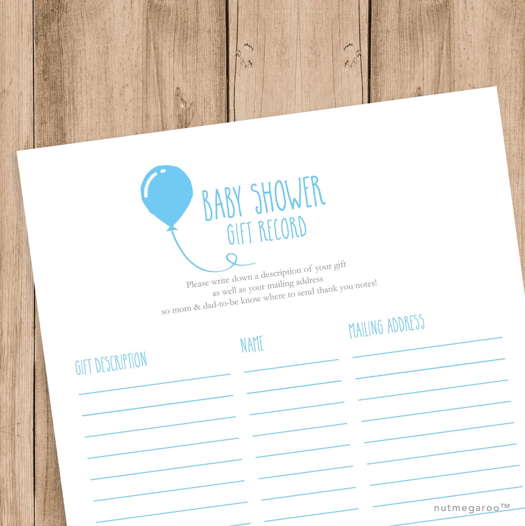Baby Shower Gift Record Printable PDF - Etsy