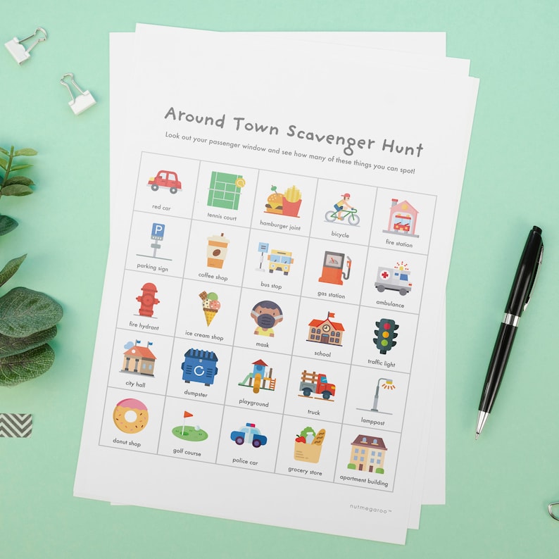 Around Town Scavenger Hunt Printable PDF for Kids - Etsy