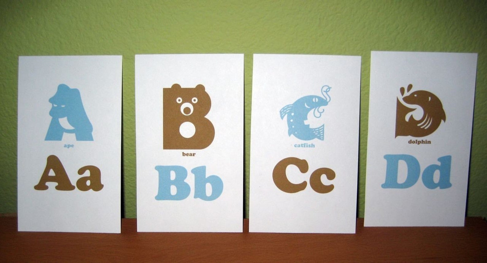 Blue & Brown Animal Alphabet Flash Cards 3x5 Printable PDF - Etsy