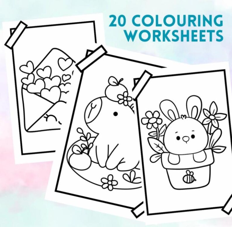 20 Colouring Worksheet Pages, Printable A4 Portrait, Simple Designs ...