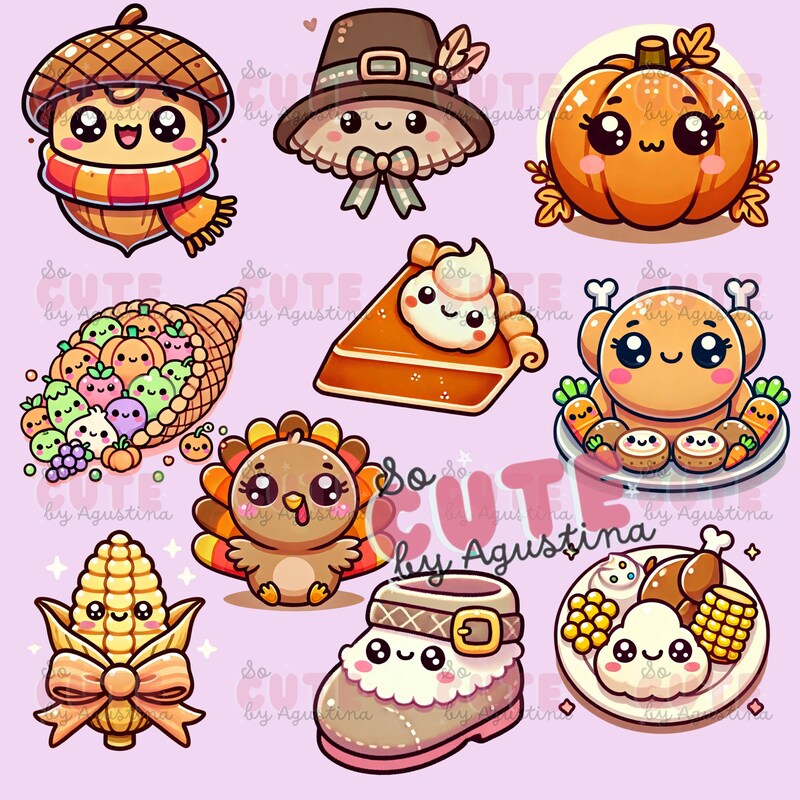 Cute Thanksgiving Clipart - Etsy