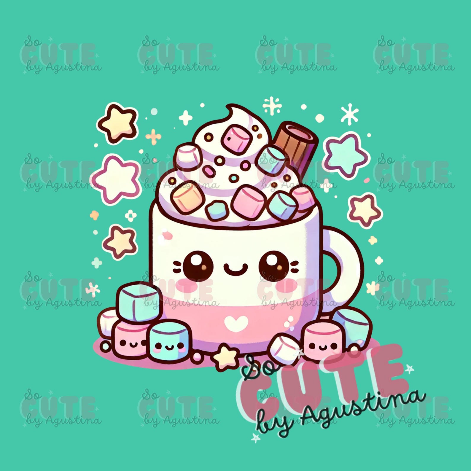 Kawaii Hot Chocolate Mug SVG, Kawaii Christmas, Christmas Cocoa Clip ...