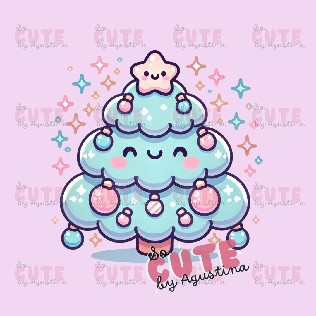 Kawaii Christmas Tree PNG, Cute Pastel Christmas Tree Digital Art ...