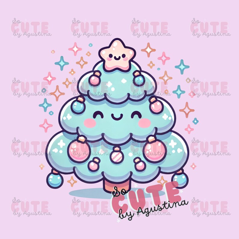 Kawaii Christmas Tree PNG, Cute Pastel Christmas Tree Digital Art ...