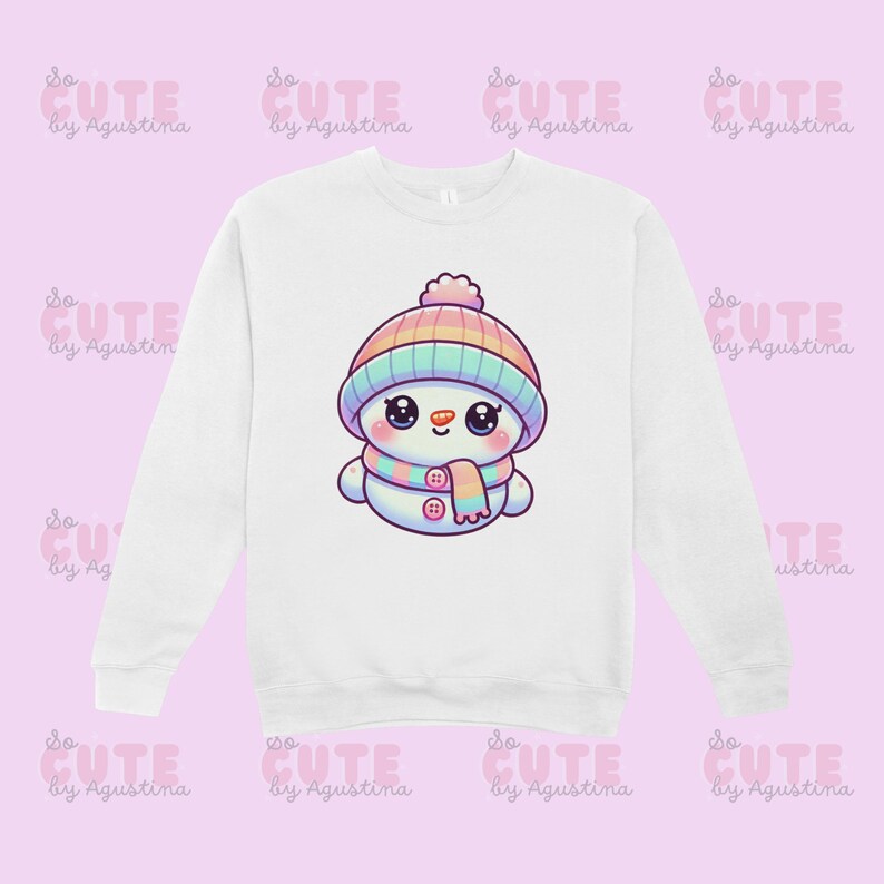 Kawaii Snowman PNG Christmas Clipart, Kawaii Snowman With Rainbow ...