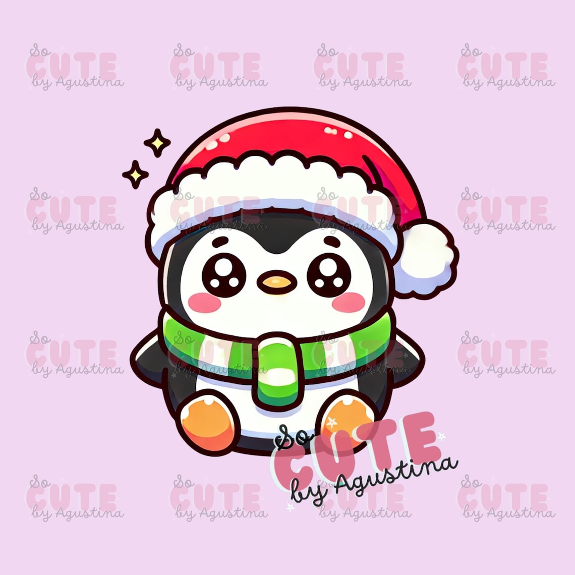 Kawaii Christmas Penguin PNG Clipart, Cute Penguin Santa Hat Digital ...