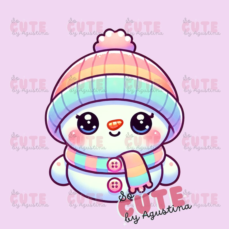 Kawaii Snowman PNG Christmas Clipart, Kawaii Snowman With Rainbow ...