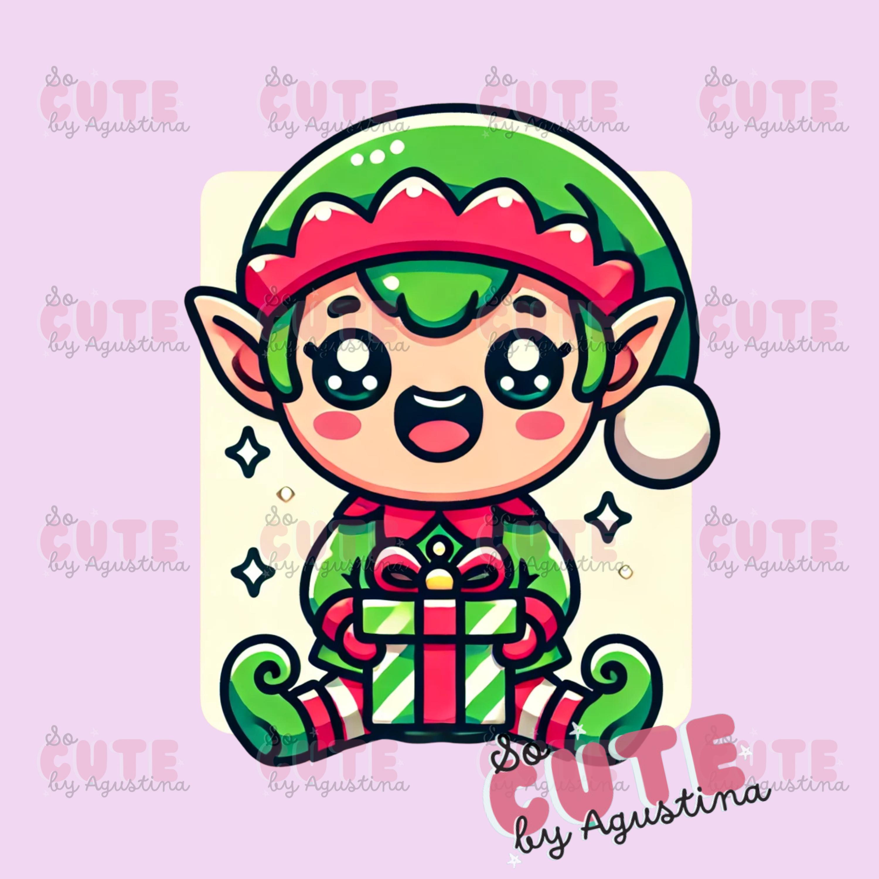 Kawaii Christmas Elf PNG Clipart, Adorable Holiday Elf Clipart, Cute ...
