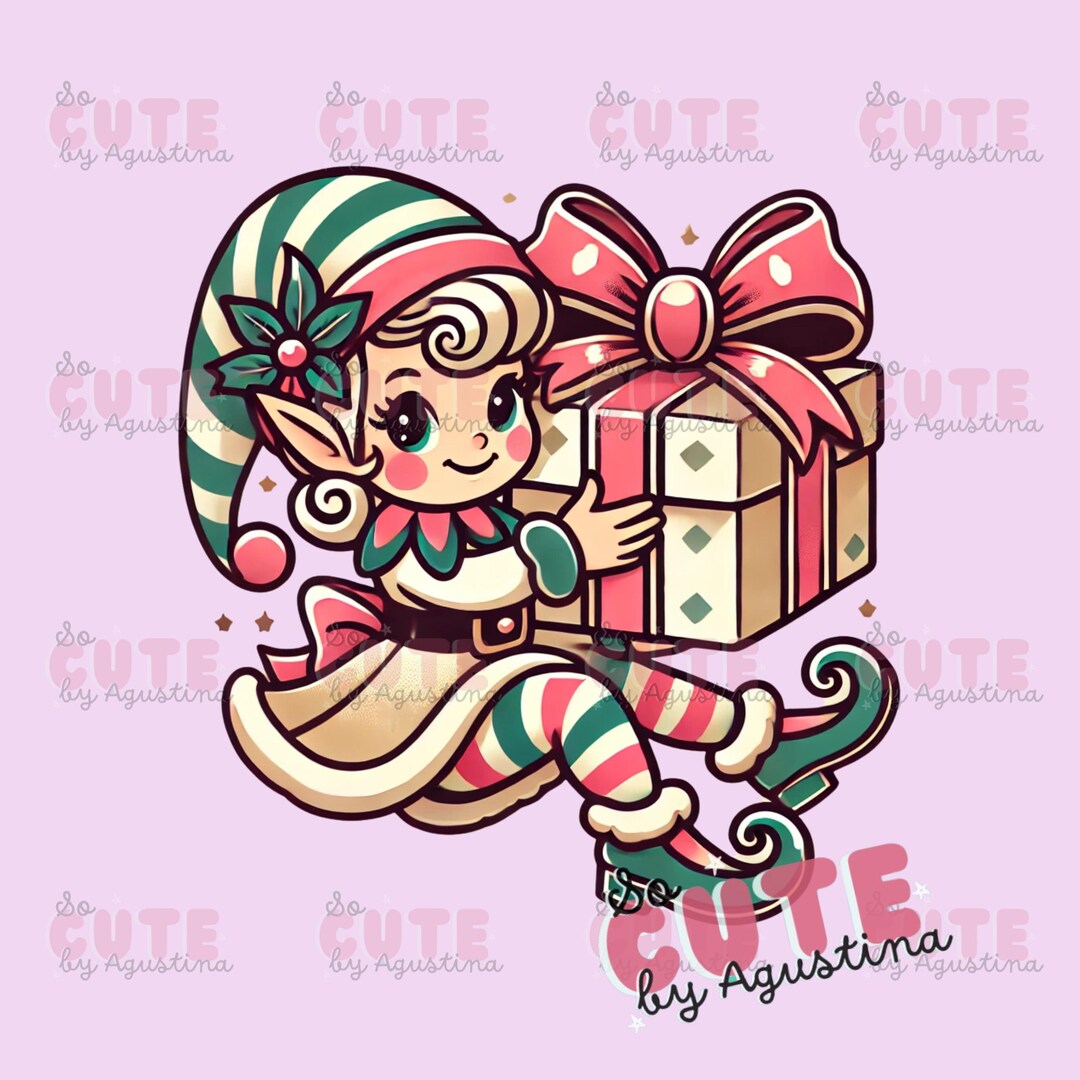 Cute Retro Elf PNG, Retro Christmas Elf Clipart, Cute Christmas Elf ...