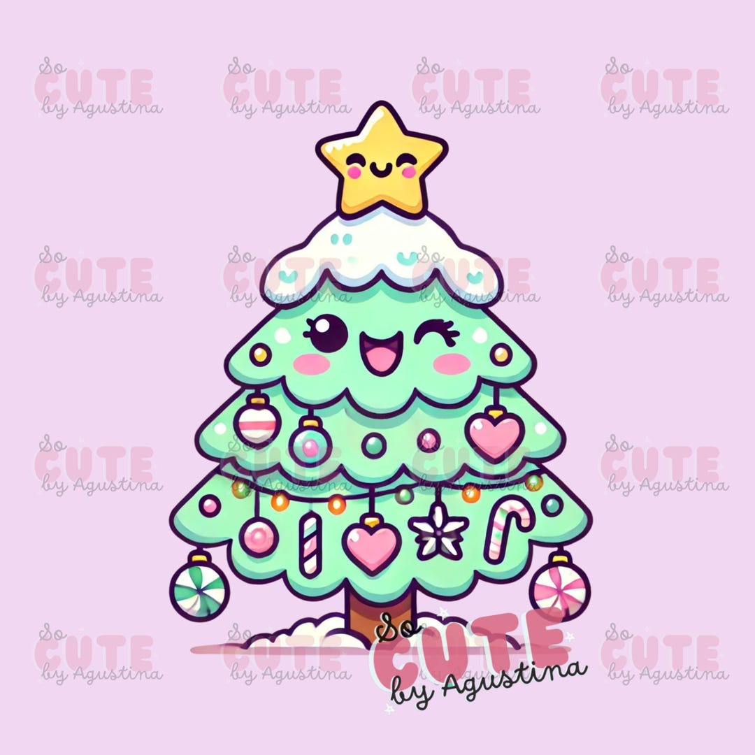 Kawaii Christmas Tree With Snowy Tips PNG Clipart, Adorable Kawaii ...