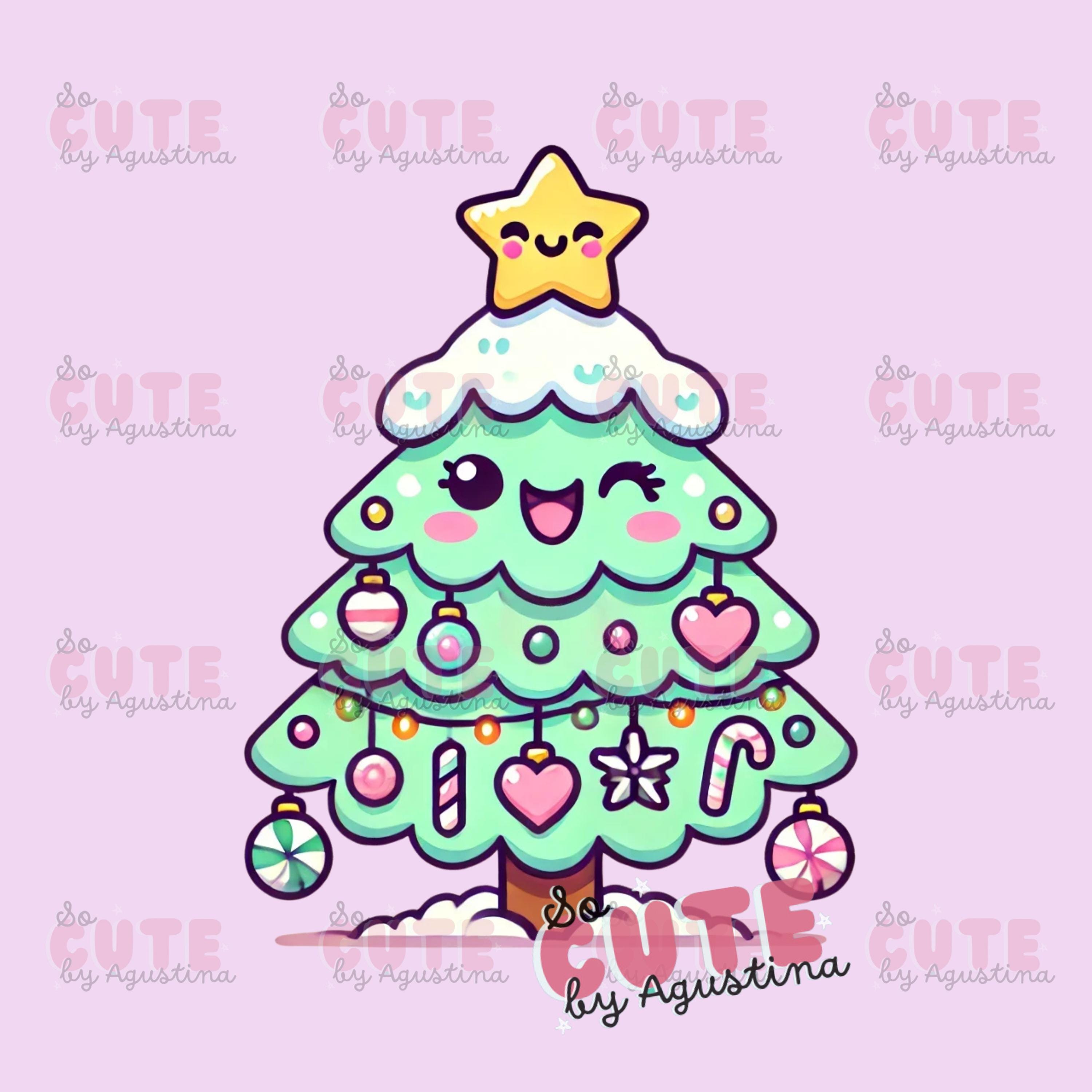 Kawaii Christmas Tree With Snowy Tips PNG Clipart, Adorable Kawaii ...