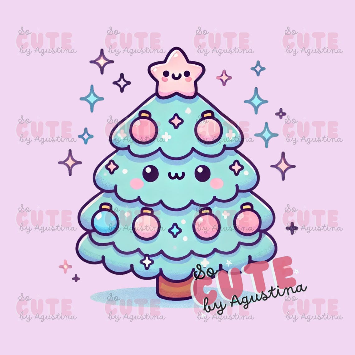 Kawaii Christmas Tree PNG, Cute Pastel Christmas Tree Digital Art ...