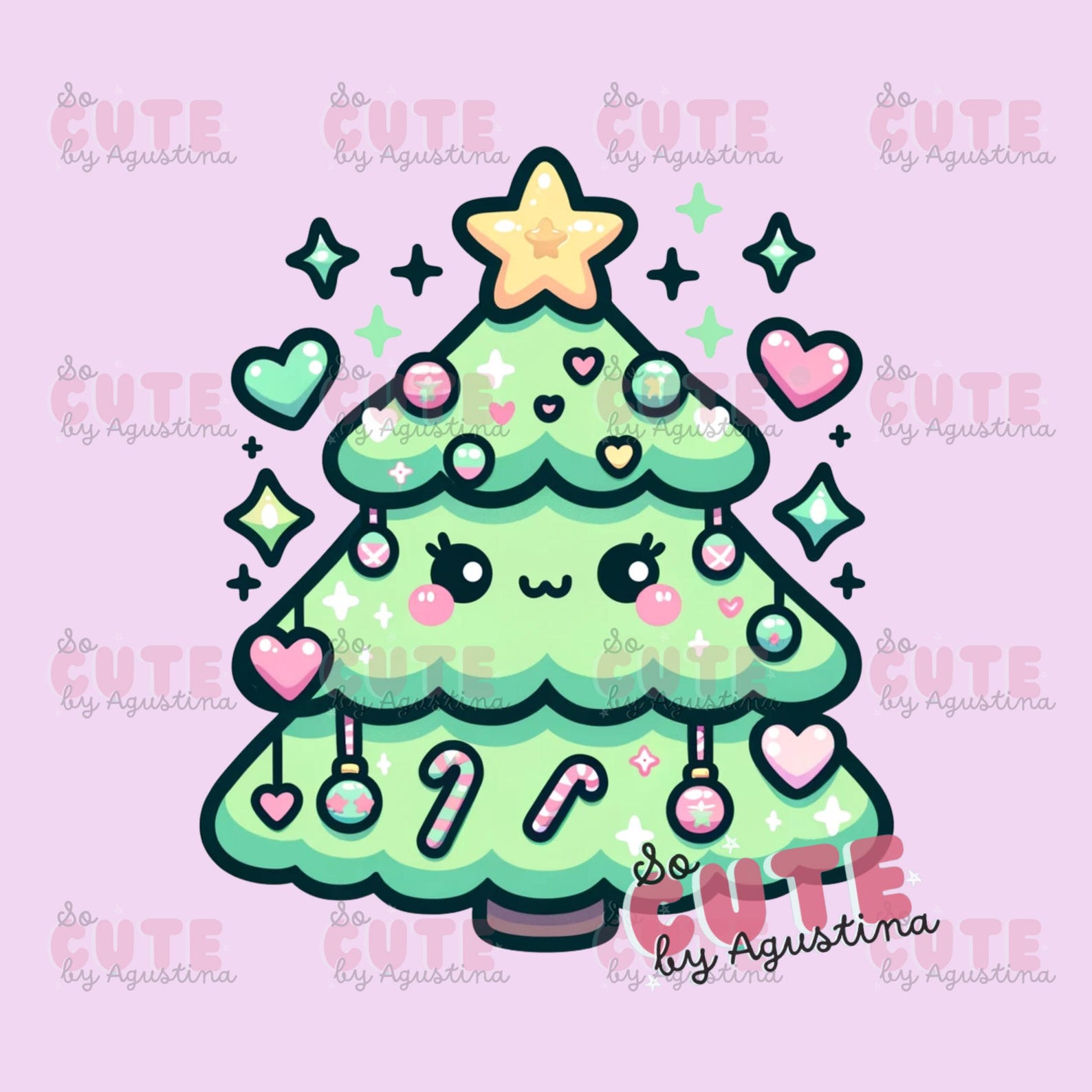 Kawaii Christmas Tree PNG Clipart, Cute Pastel Christmas Tree With ...