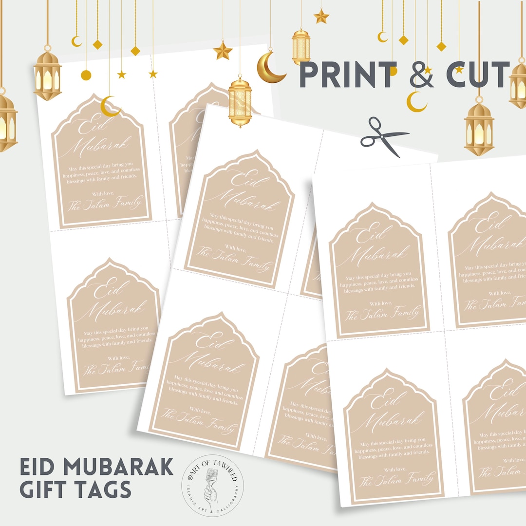 Personalized Eid Gift Tags | Custom Eid Mubarak Tag | Digital Download ...