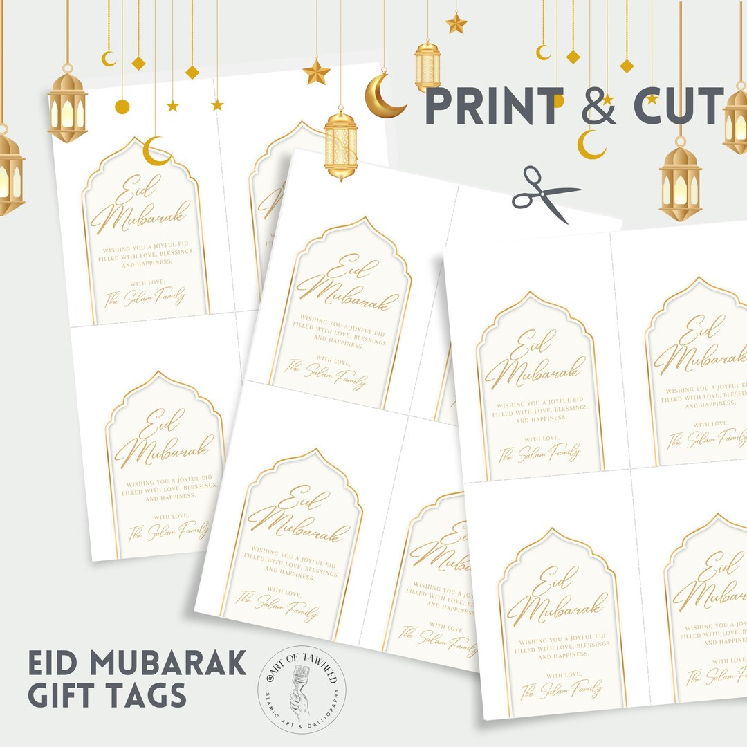 Personalized Eid Gift Tags | Custom Eid Mubarak Tag | Digital Download ...