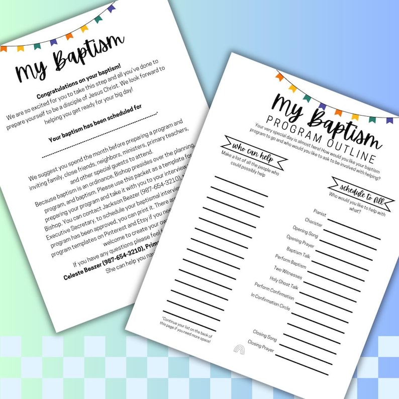 LDS Primary Baptism Packet Prepare for Baptism Program Digital and ...