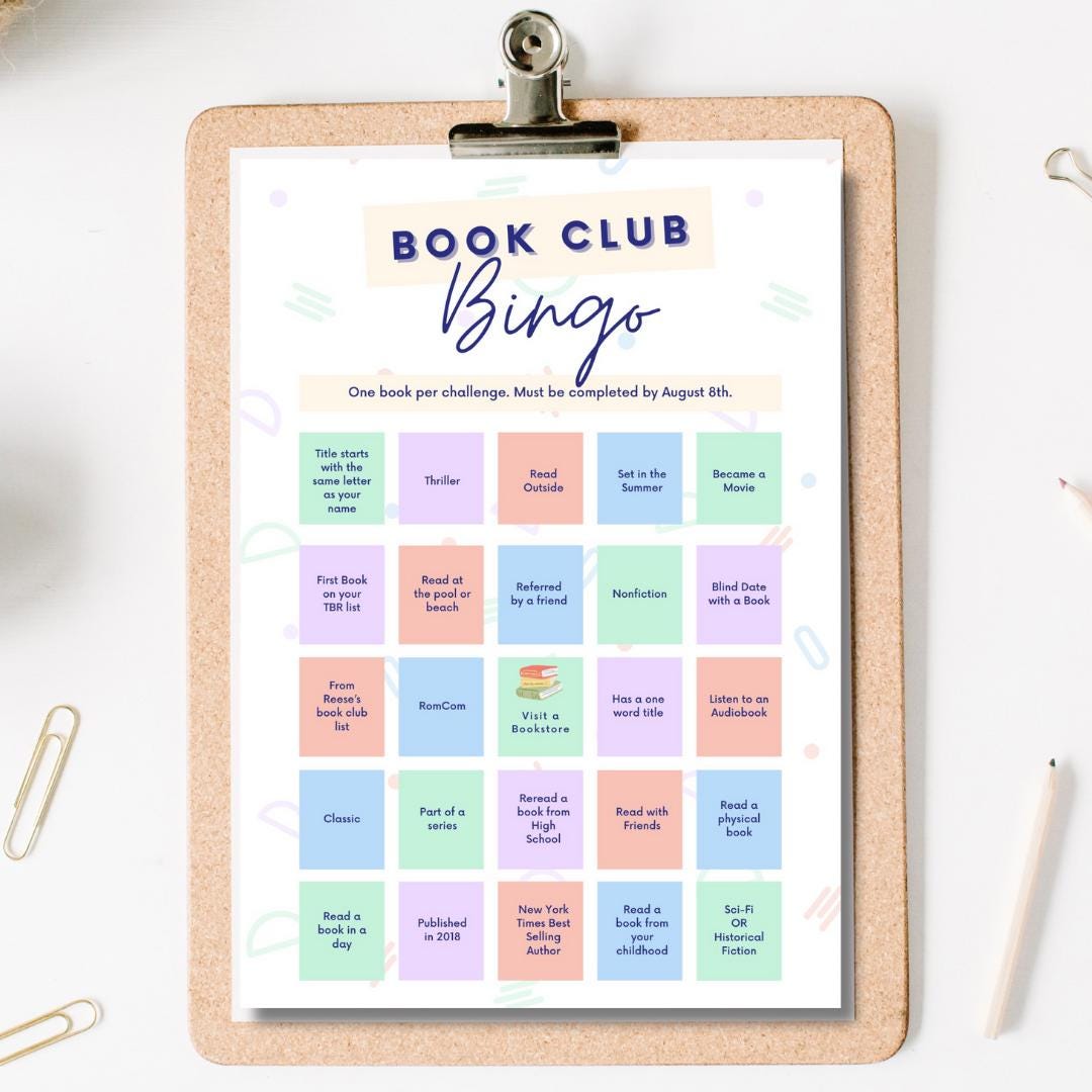 Book Club Bingo: Editable Summer Reading Program (digital Download) - Etsy