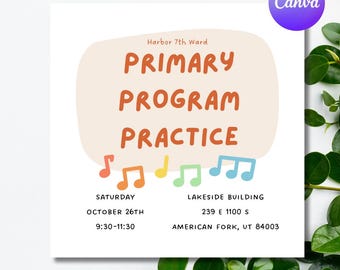 Editable Primary Program Practice Invitation Canva Template, Digital or ...