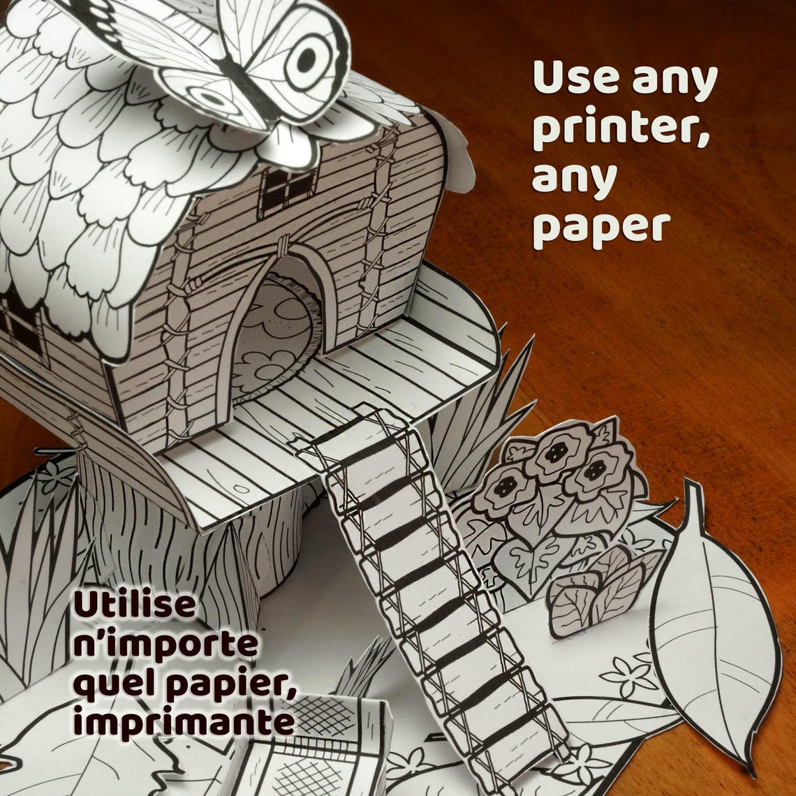 Paper Treehouse Fairy House, With Butterfly - Printable 3D Model, DIY ...