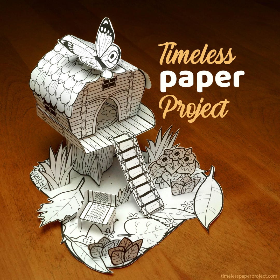Printable Paper House Model Kit – Forest Hut | Timeless Paper Project ...