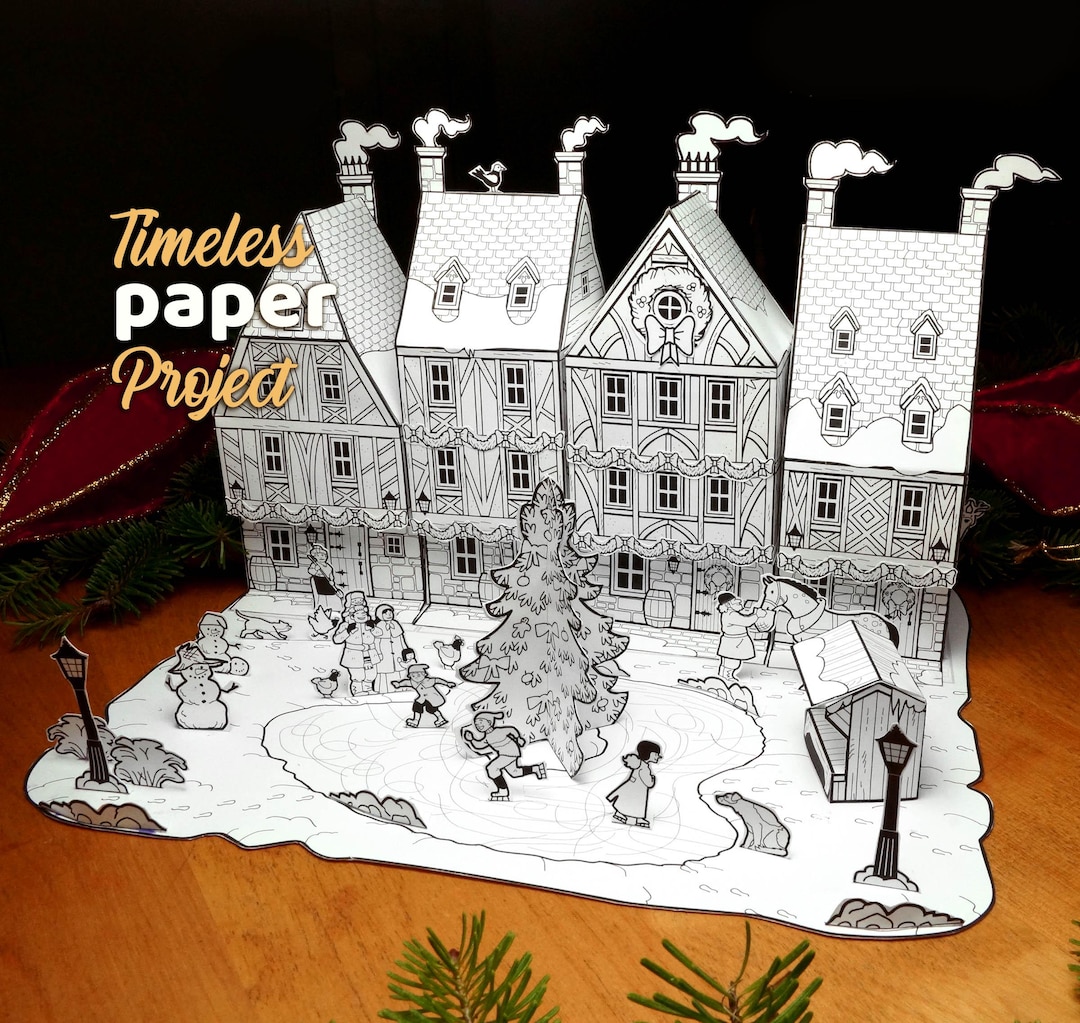 Printable Paper Village, Paper Art, Family Printable Craft, Druckbares ...