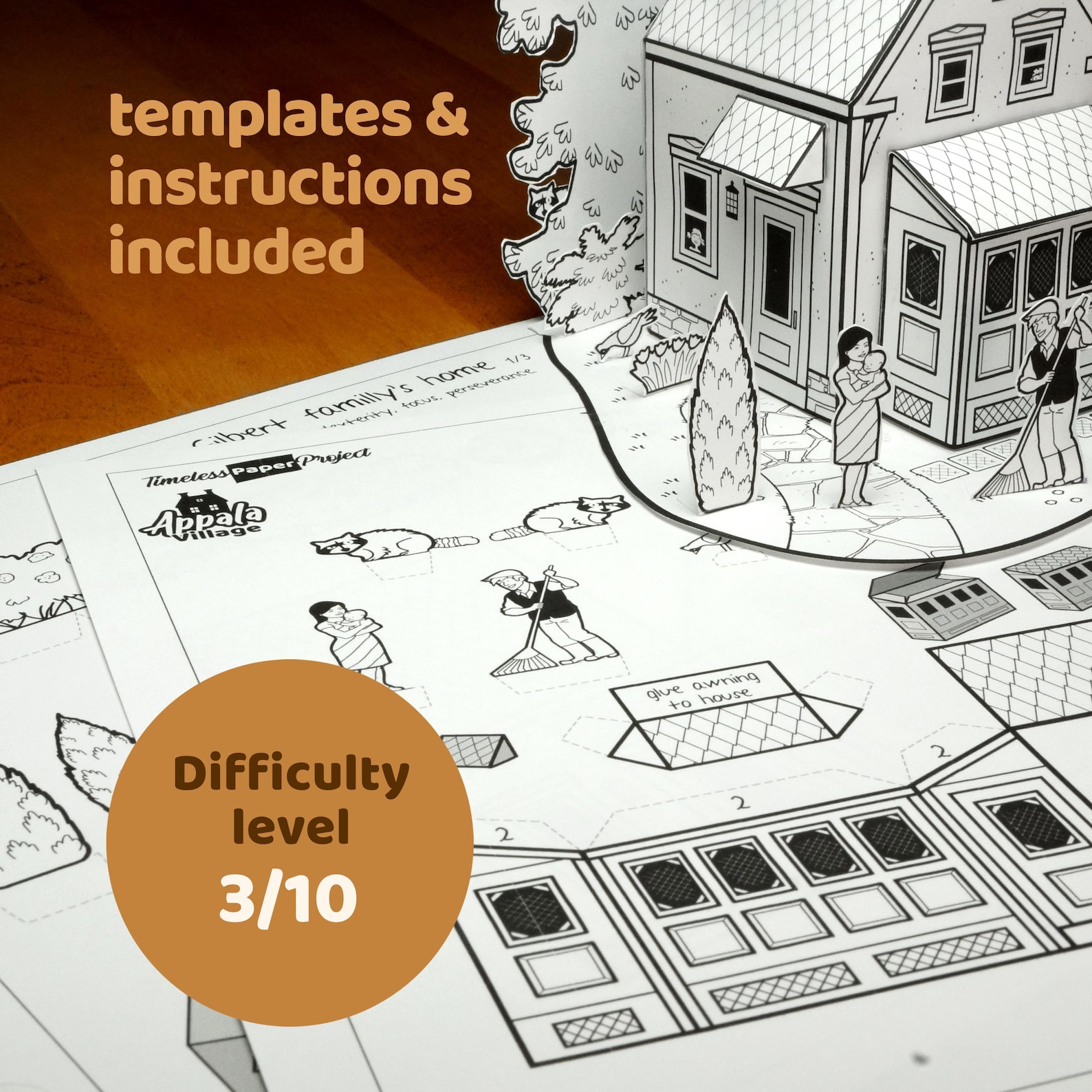 Printable 3D Paper House Model Kit – Family 3d Papercraft, Beginner ...