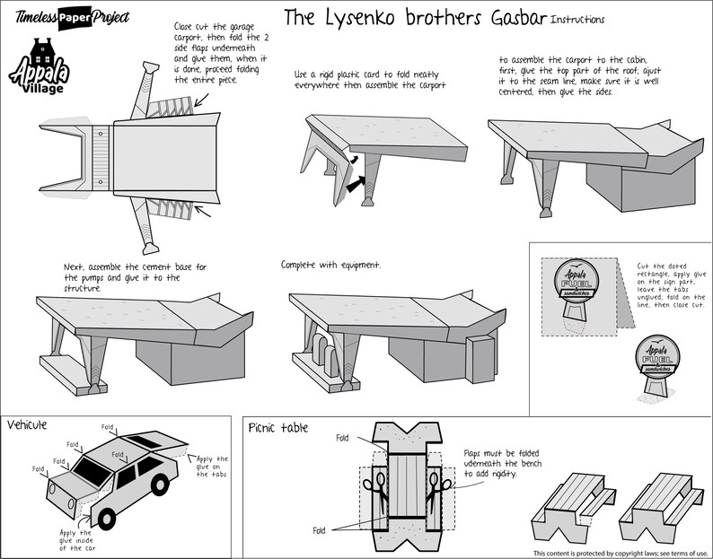 Printable Paper House Model Kit – Gas Station, Bar Craft | Timeless ...