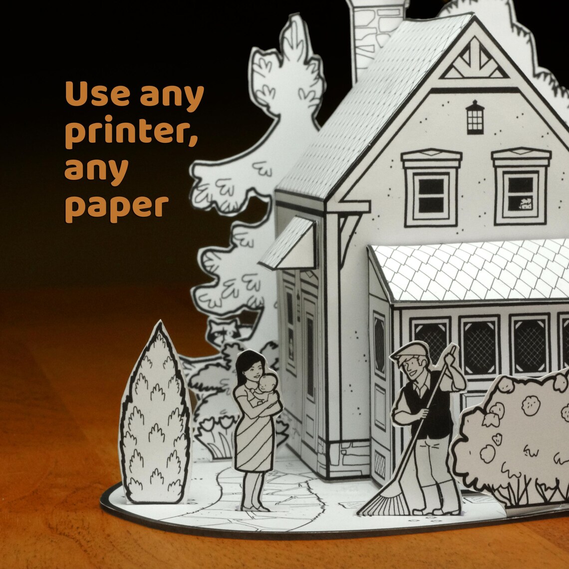 Printable 3D Paper House Model Kit – Family 3d Papercraft, Beginner ...