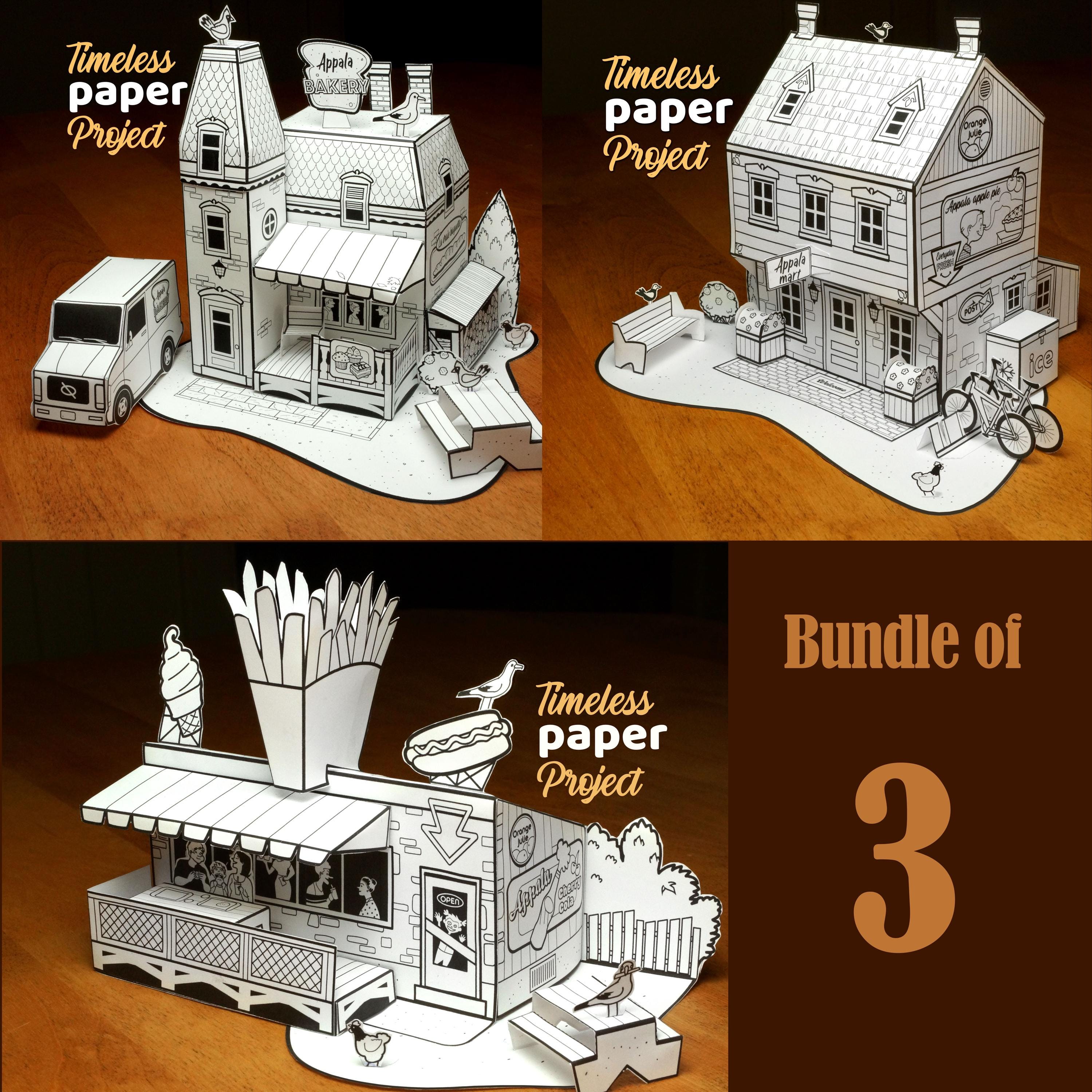 Bundle of Printable Papercraft Stores. Build a Village, Enjoy a ...