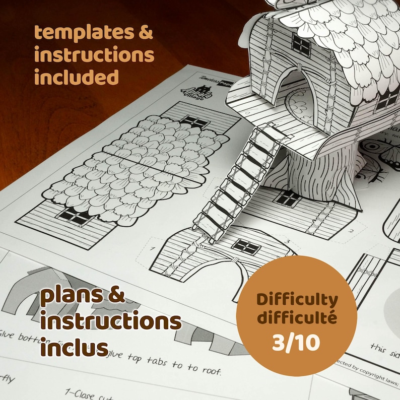 3D Printable Fairy Tree Houses – Paper Craft Activity for Kids Adults ...