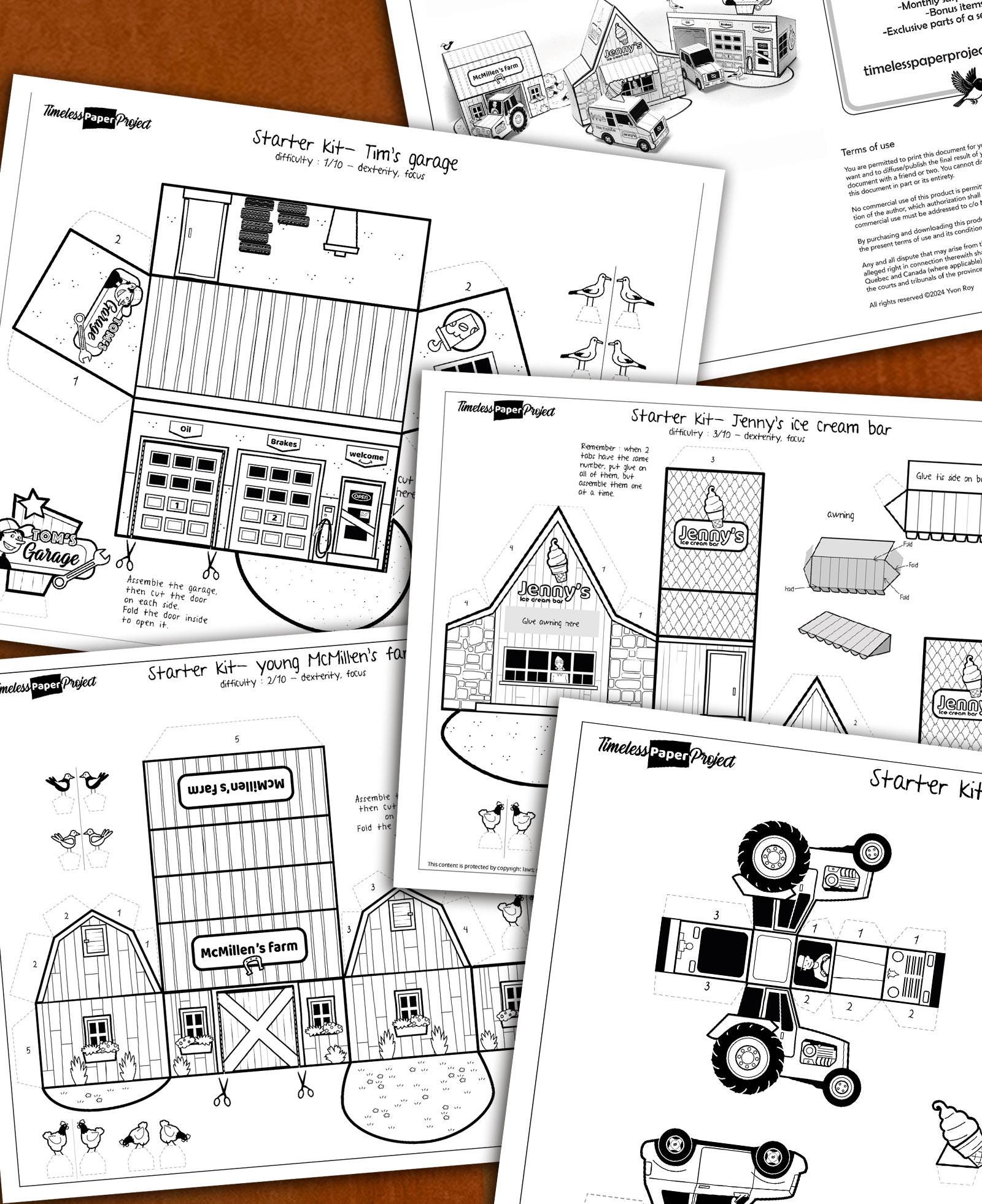 Printable Paper House Templates Kit – City 3D Craft Papertoy | Farm ...