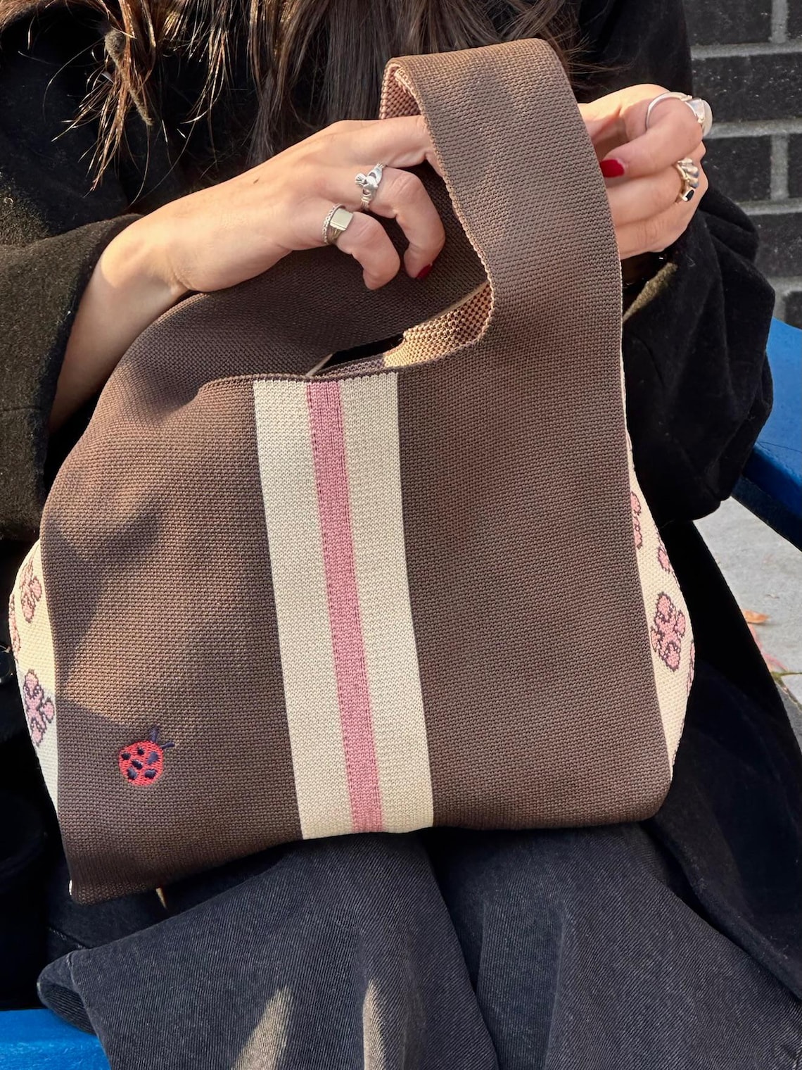 Ting Hopper Shoulder Knot Bags, Knit Bags, Stretchy Soft Fabric Bags ...