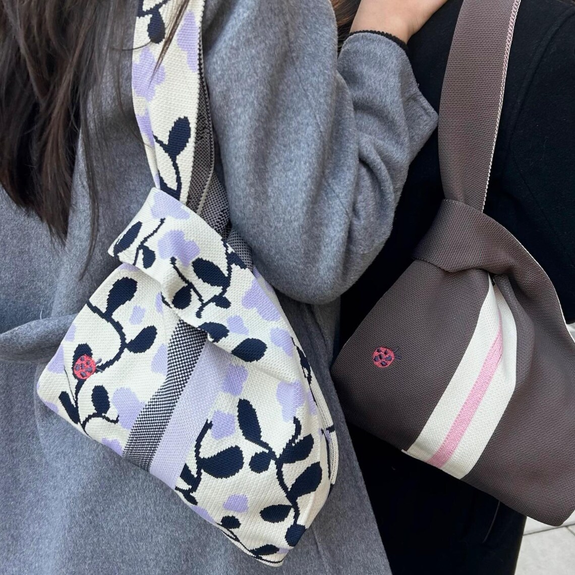 Ting Hopper Shoulder Knot Bags, Knit Bags, Stretchy Soft Fabric Bags ...