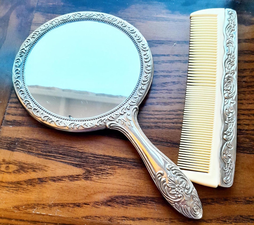VTG 1960s Mirror & Comb Set Vanity Set / Silver-plated / Made in Hong ...