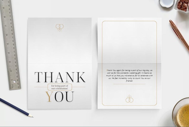 Printable Folded Thank You Card Both Sides With Lovely Words of Thanks ...