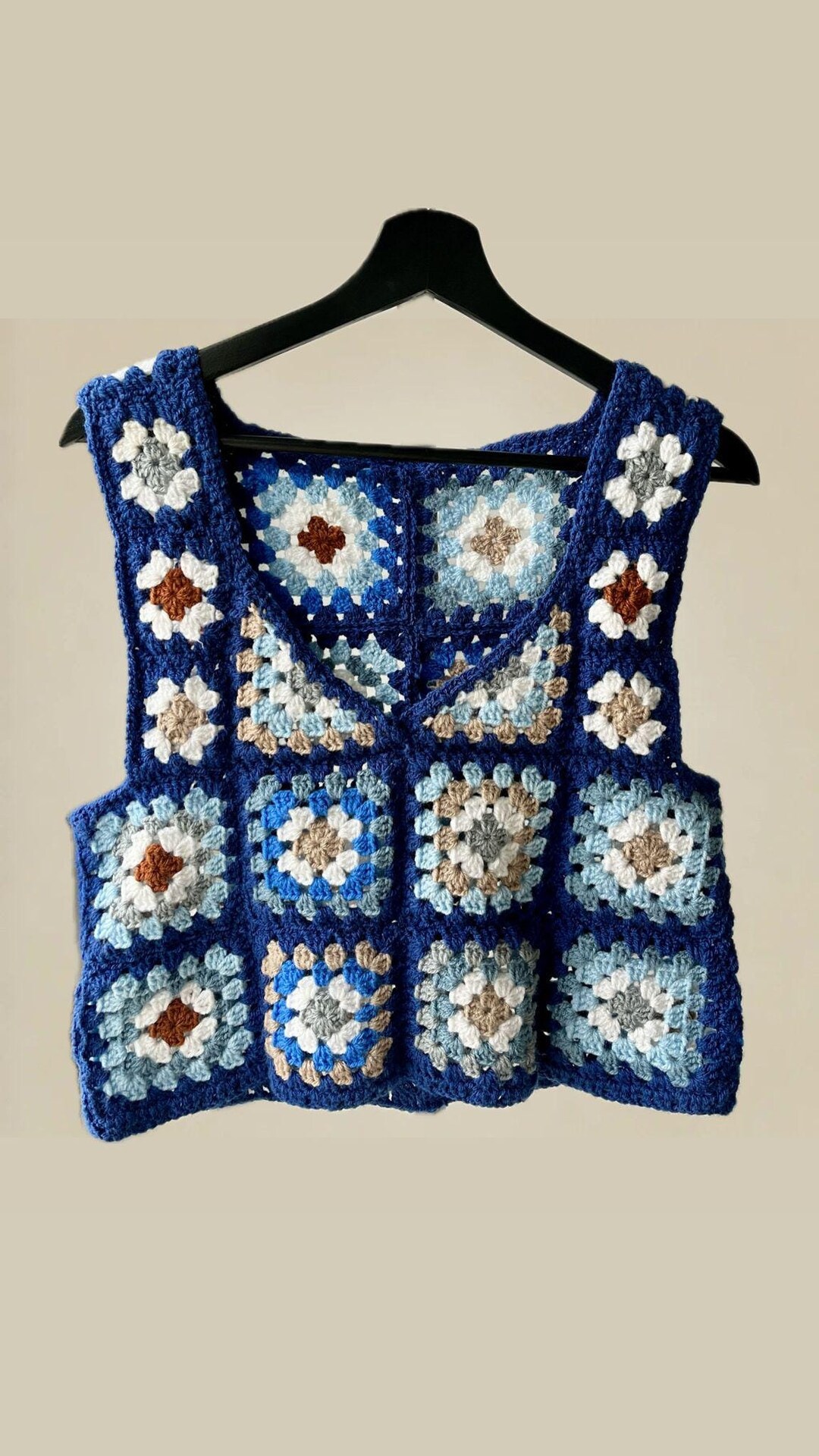 Retro Granny Square Sweater Vest, Crochet, Handmade, Available in ...