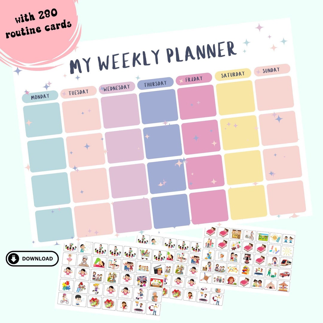 Montessori Kids Weekly Planner, Visual Schedule, Routine Cards, Toddler ...