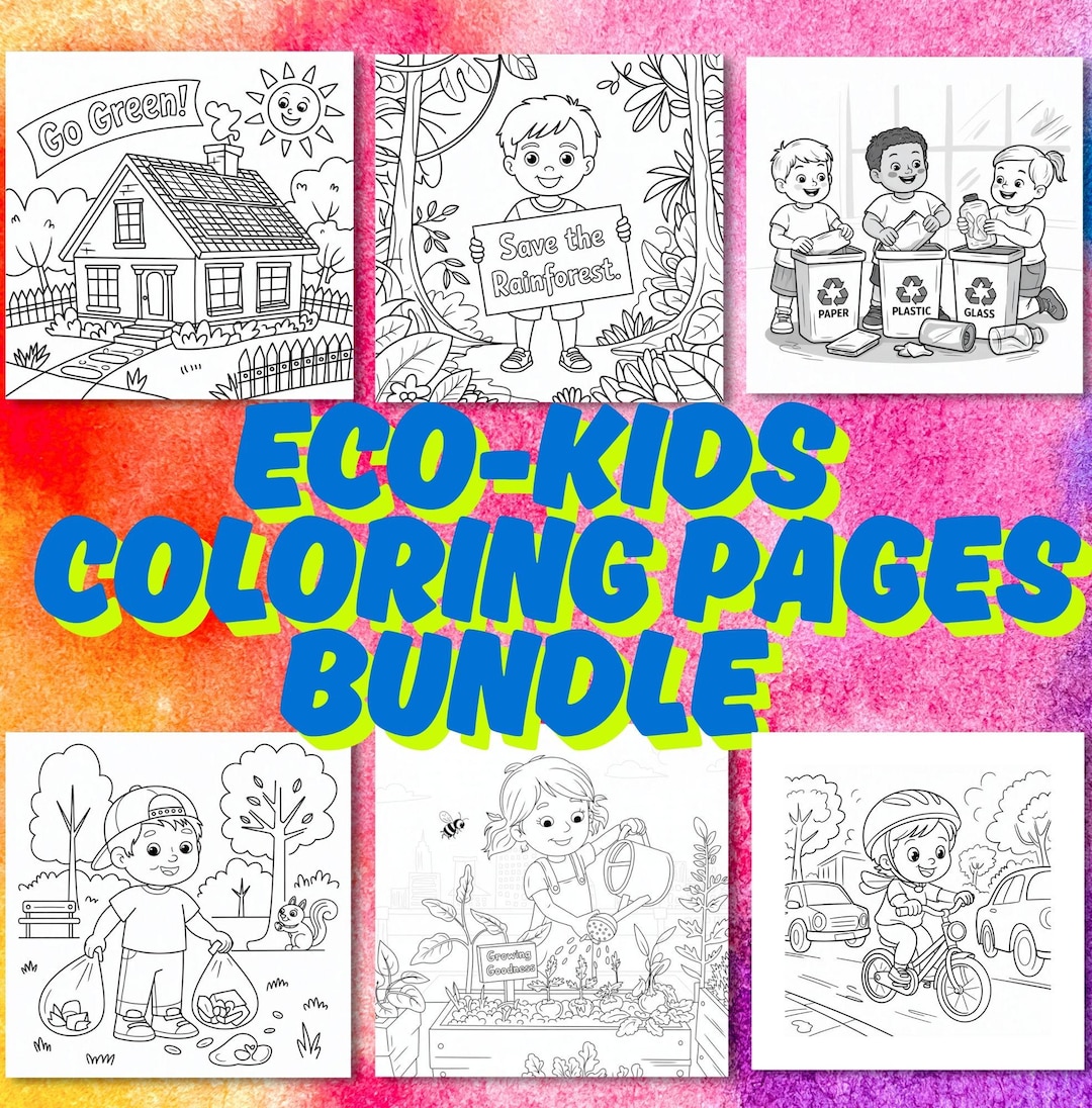 Eco Kids Coloring Pages Bundle | 38 Printable PDF | Sustainability ...