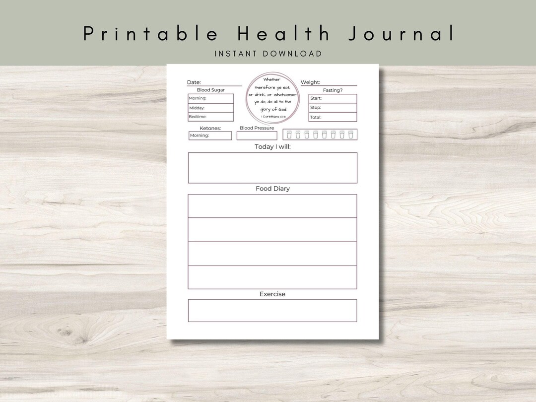 Printable Diet Journal | Diet Tracker Printable | Food Tracker | Food ...