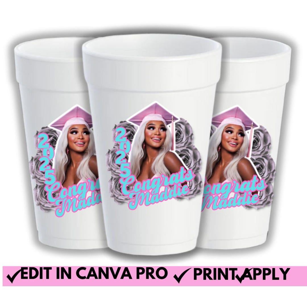 Grad Cup Sticker Template - Etsy