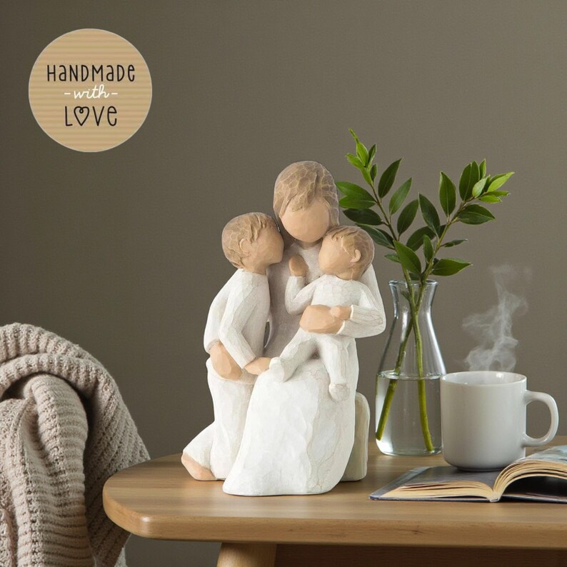 Resin Mother Holding Children Statue • Mom and Kids Figurine Home Decor ...