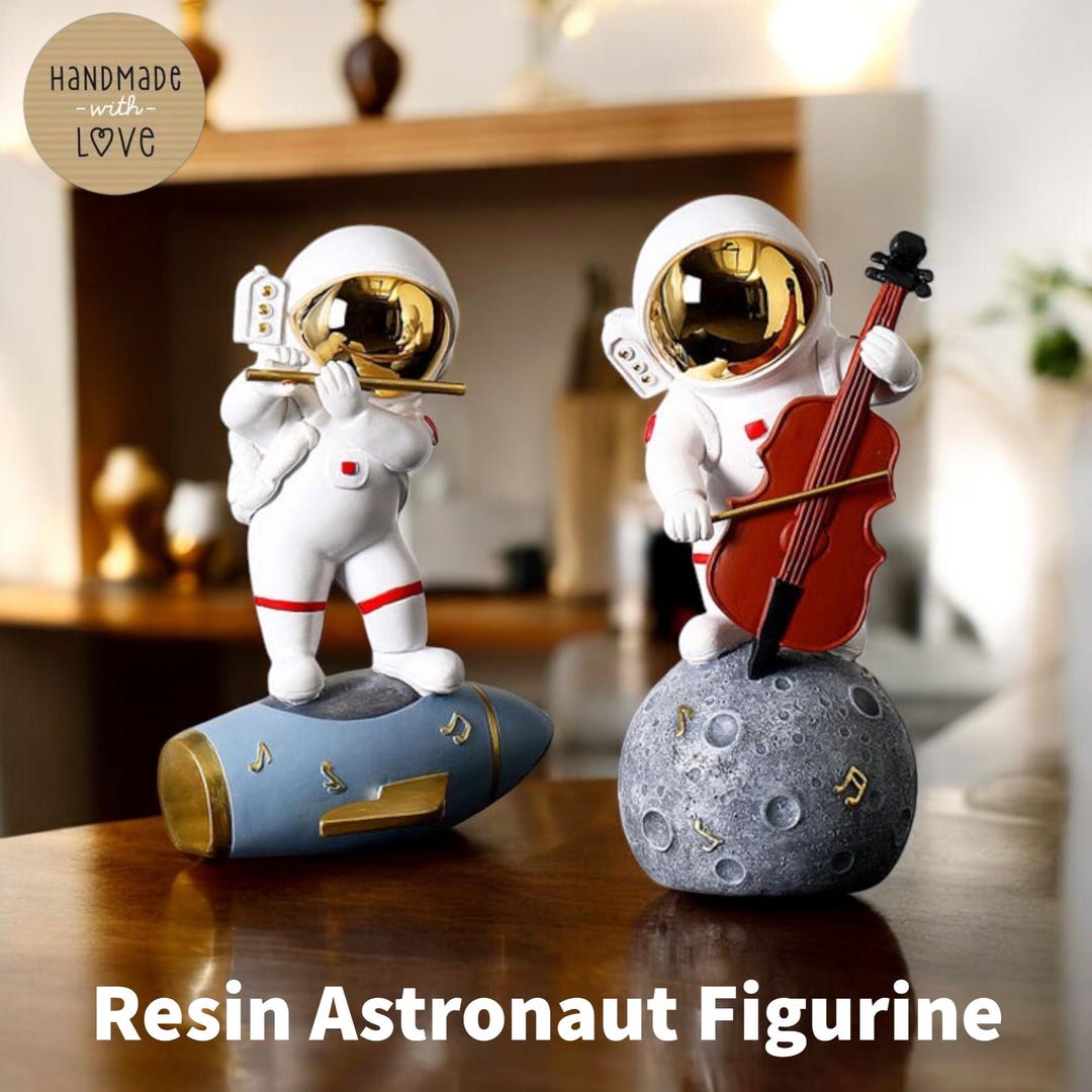 Resin Astronaut Figurine: Nordic Musical Instrument Statue Decor - Etsy